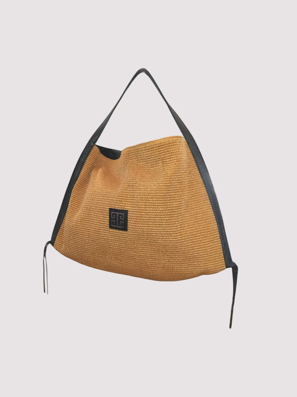 KASSANDRA - RAFFIA - Tobacco - Hobo Bag