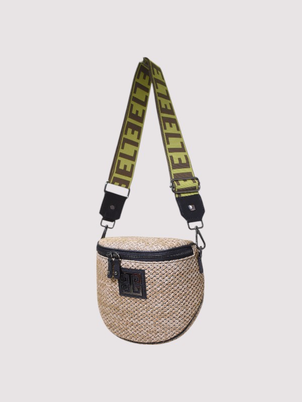 MIKINES - RAFFIA - Beige - EL Strap - CrossBody Bag